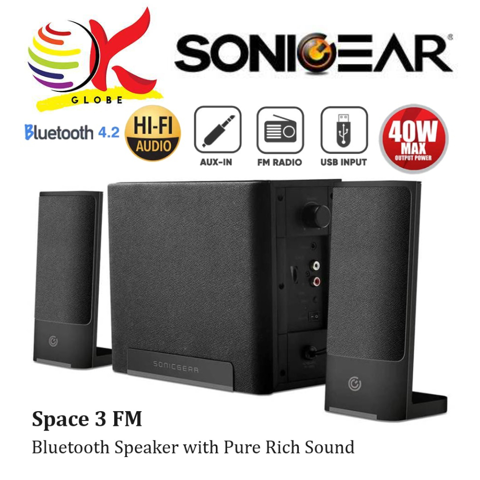 SONICGEAR SPACE 3 FM HI FI BLUETOOTH SPEAKER WITH PURE RICH SOUND / FM ...
