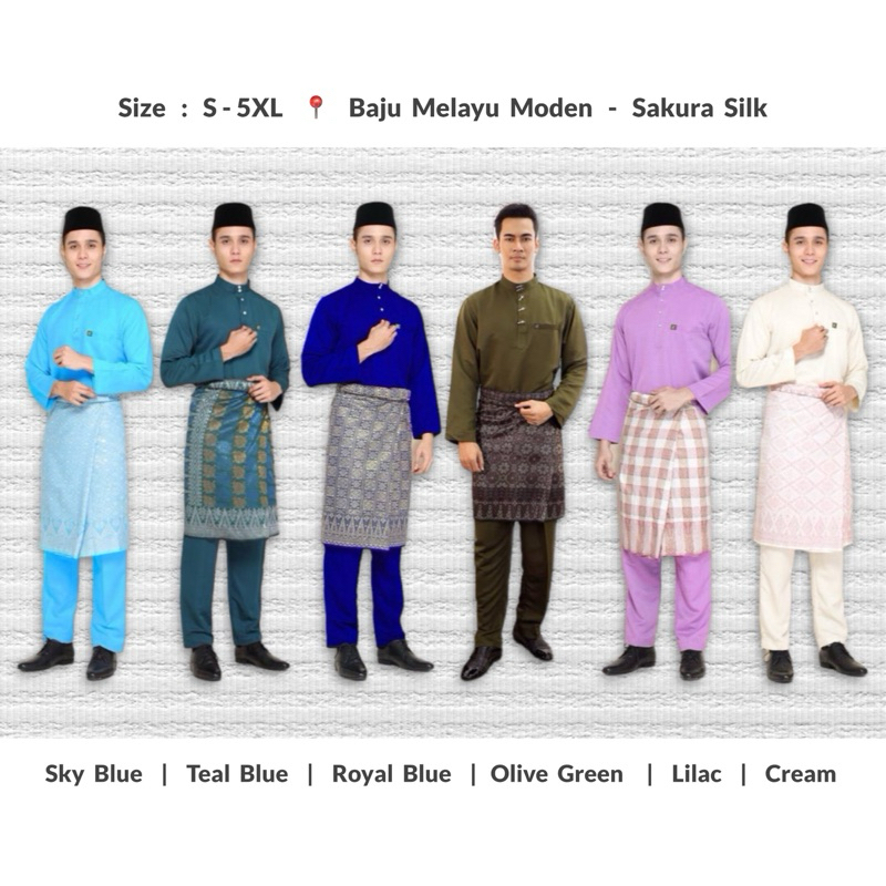 S - 5XL . Baju Melayu Raya 2025 . Sky Blue . Teal Blue . Royal Blue ...