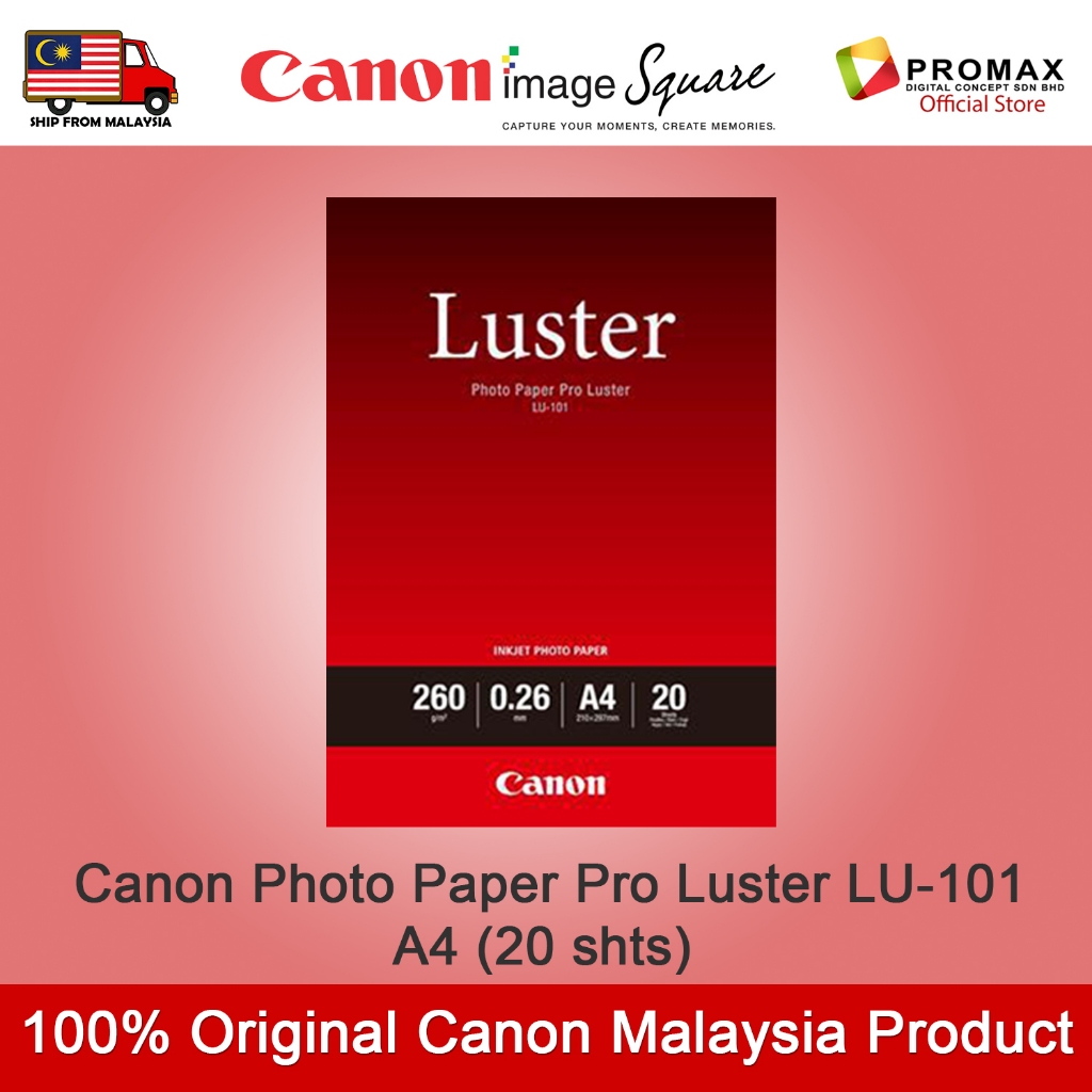 Canon A4 Photo Paper Pro Luster 20 shts LU-101 (Original Canon ...