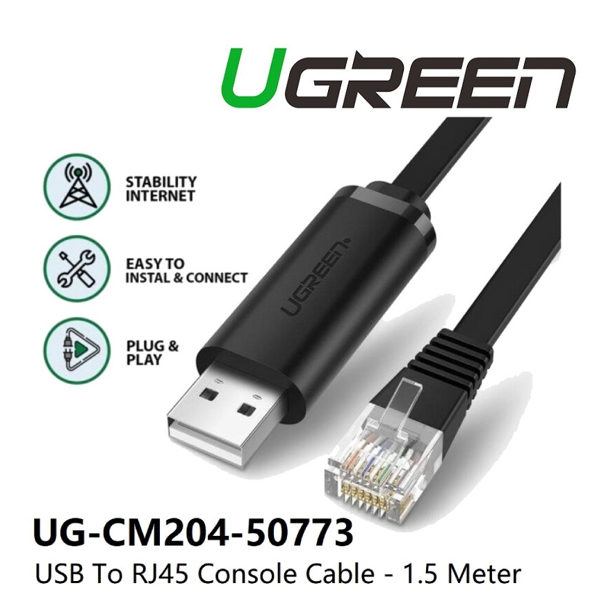 UGREEN UG-CM204-50773 USB-A 2.0 TO RJ45 CONSOLE CABLE 1.5M - Ugreen USB ...