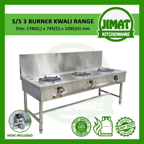 Stainless Steel DIY 3 Burner Kwali Range / Dapur Gas 3 Tungku Stove ...
