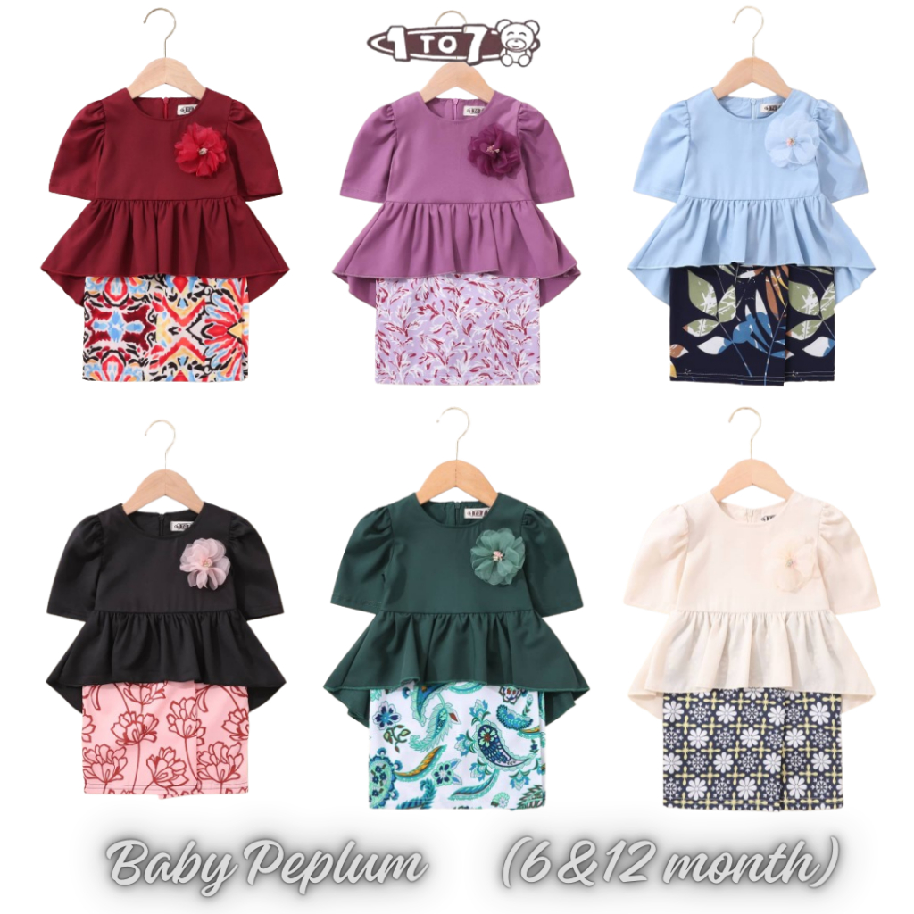 Raya Baby Peplum Girl 2024 Sedondon 6m & 12m Black, Nude, Baby Blue ...