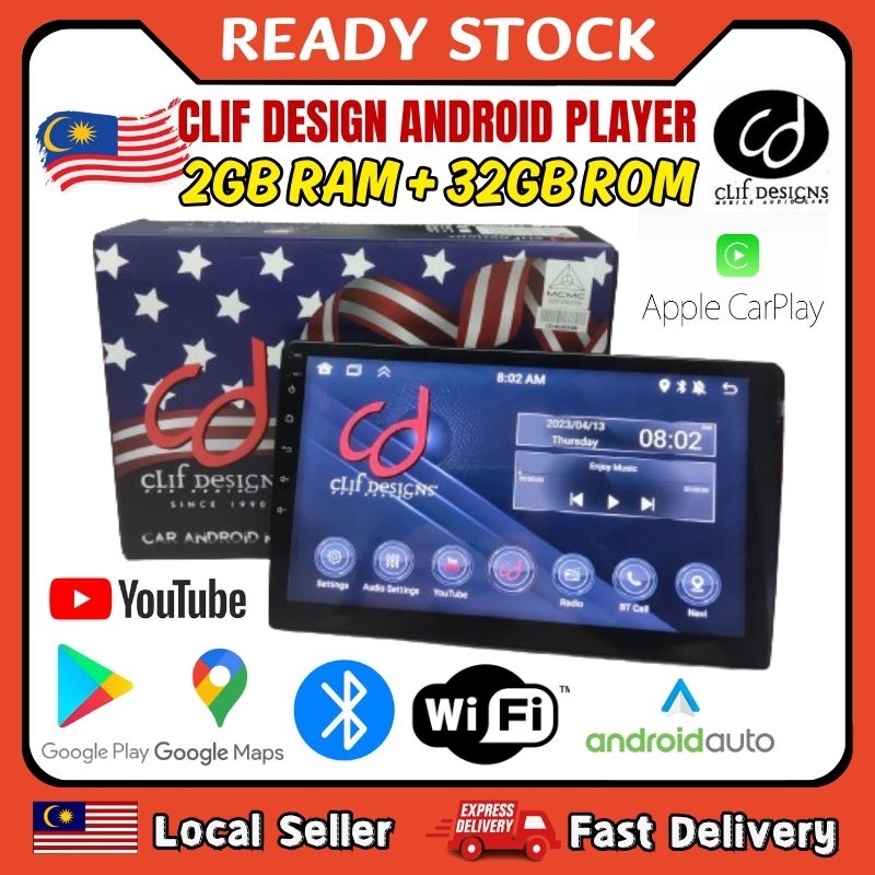 [𝟮𝗚𝗕 𝗥𝗔𝗠+𝟯𝟮𝗚𝗕 𝗥𝗢𝗠]Car Android Player Clif Design 9”/10” Full HD IPS Car ...