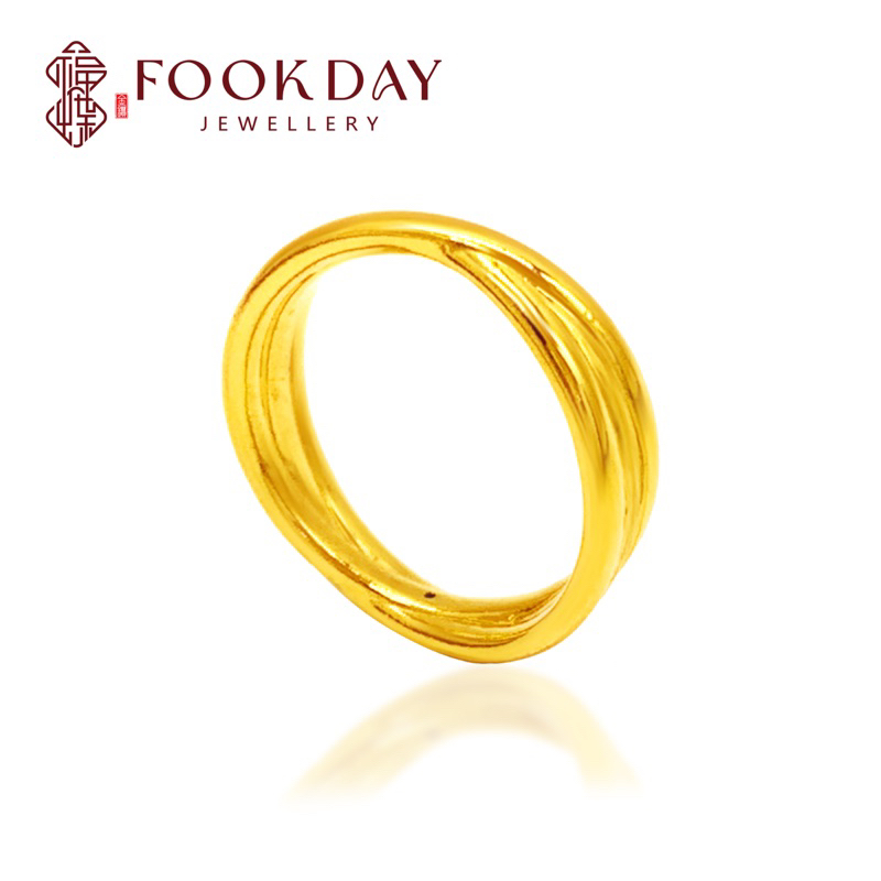 FOOKDAY 999 (24K) Gold Intertwined Spring Twist Ring 999 足金交织弹簧戒 Cincin ...