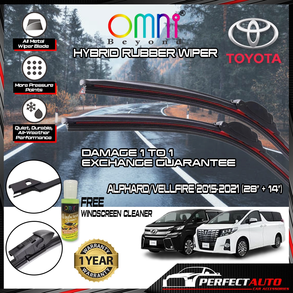 Toyota Alphard / Vellfire AGH30 ANH30 ( 14"+30" ) 2015 - Present Omni Beyond HYBIRD Rubber Wiper ...