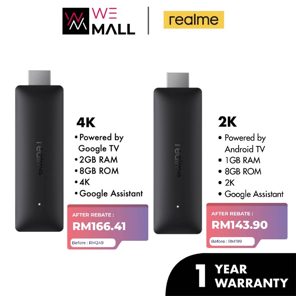 realme 2K | 4K Smart Google TV Stick HDR10+ HDMI Chromecast Wifi Google ...