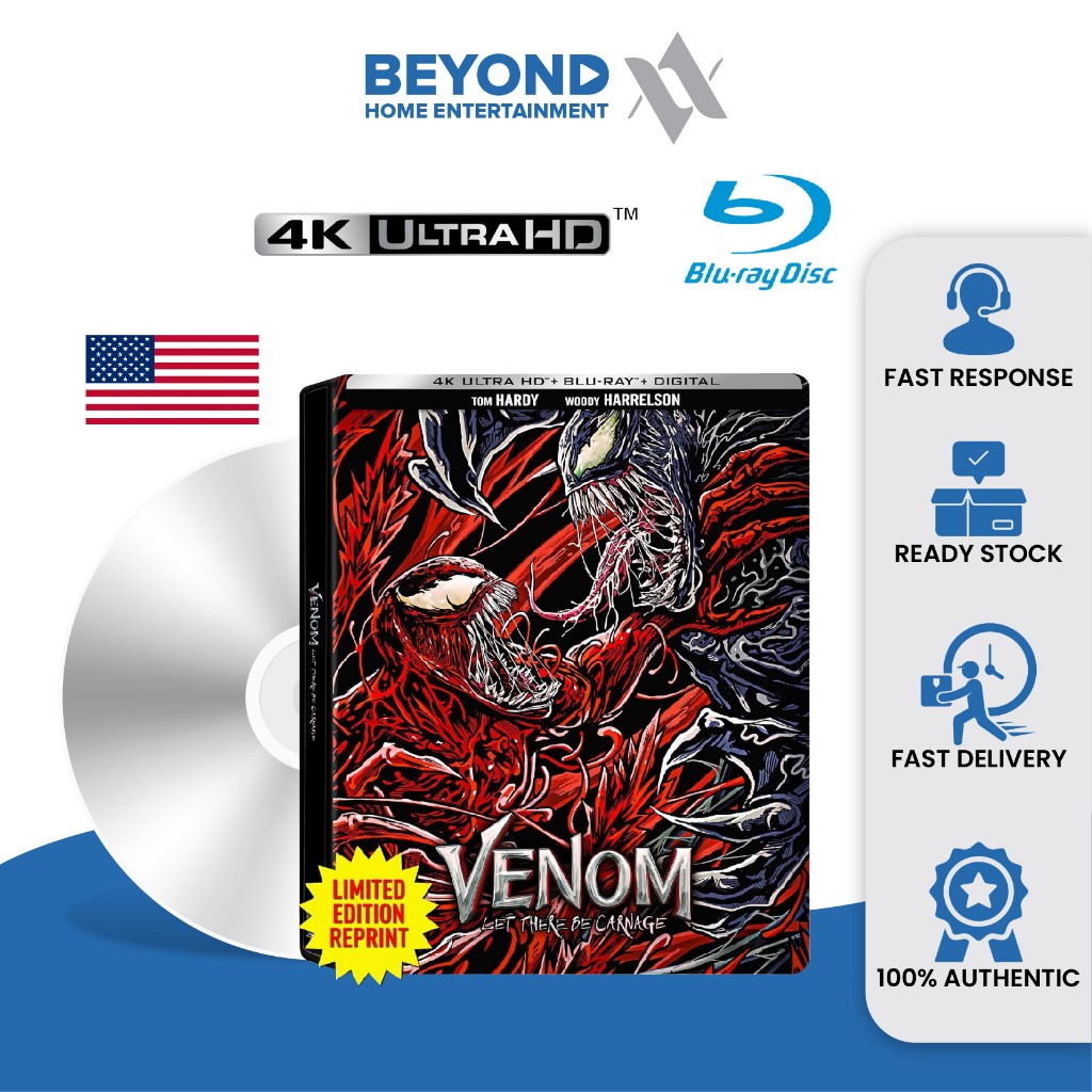 Venom: Let there be Carnage Steelbook [4K Ultra HD + Bluray] Blu Ray Disc High Definition ...