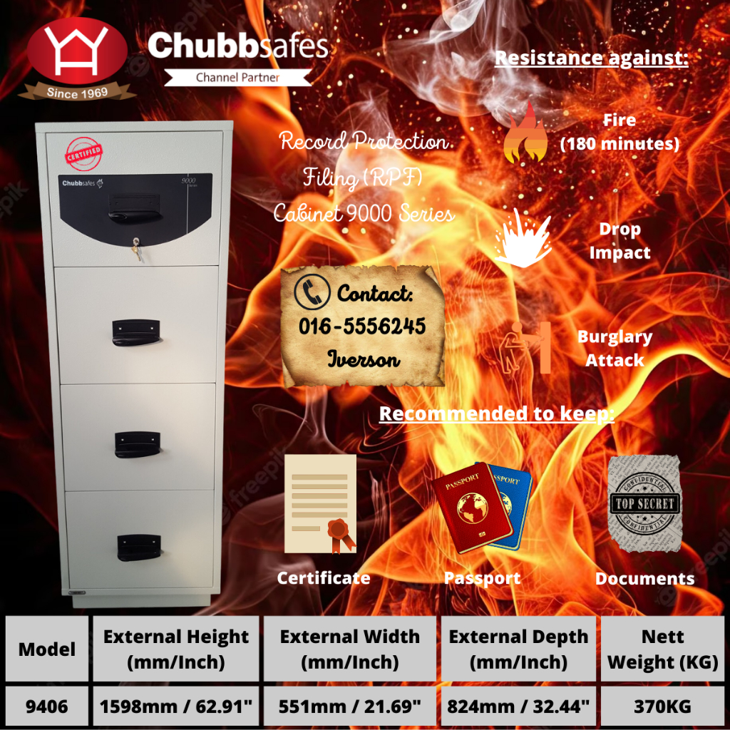 Chubb Chubbsafes Record Protection Filing 9306 Cabinet (290KG) Safety ...