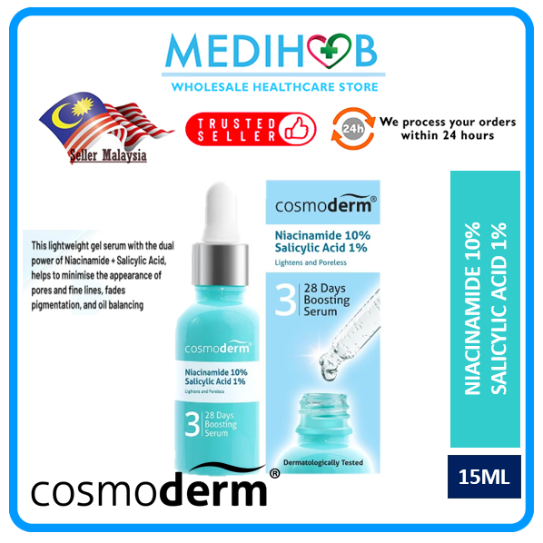 COSMODERM Niacinamide 10% Salicylic Acid 1% 28 Days Boosting Serum 15ml ...
