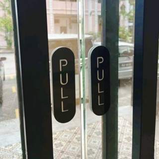Label Pull Push Sign Waterproof / Minimalist Door Wall Signage Sticker ...