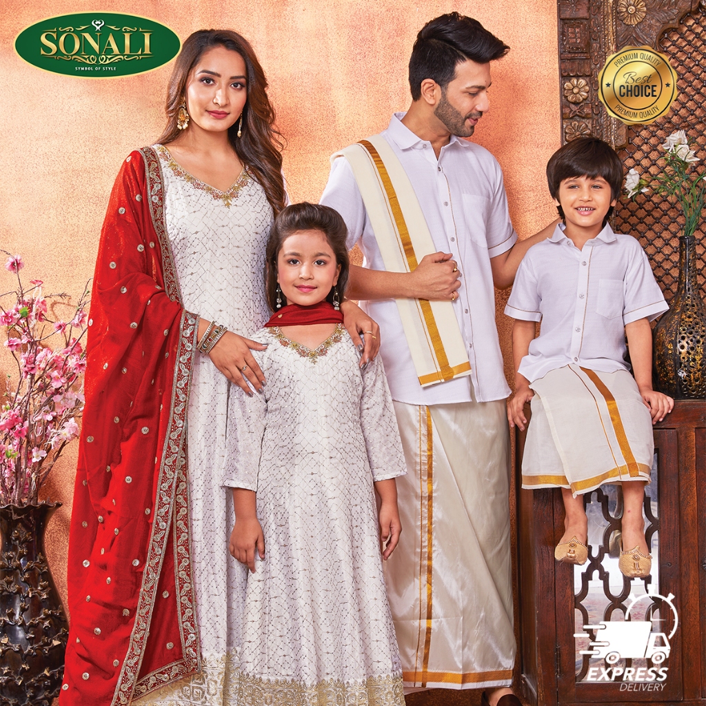 Sonali Family Collections White - Men's & Boy's Shirt Women's Gown Girls Gown-Q1878/Q1879/Q1880 ...