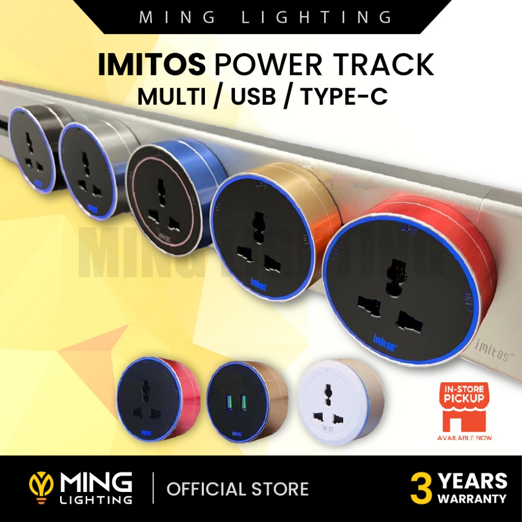 IMITOS Power Track 13A 3 Pin Socket Flat Universal Plug 2 USB Switch ...
