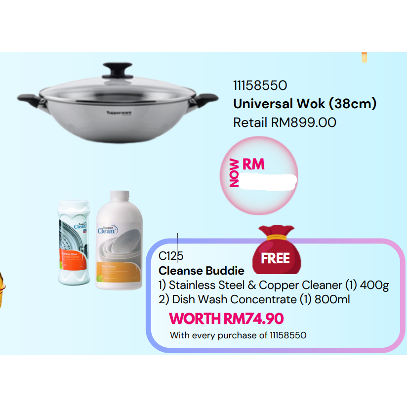 {PROMOSI BARU} TUPPERWARE UNIVERSAL WOK (1) 38CM FREE CLEANSE BUDDIE ...