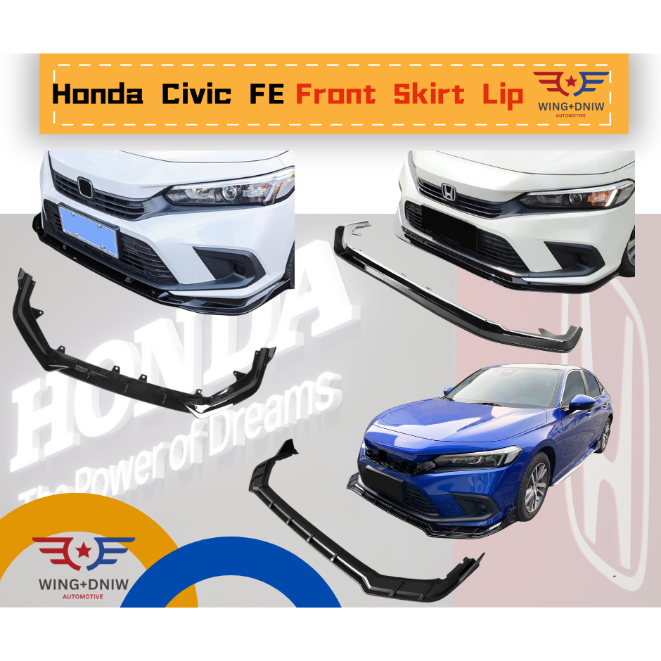 Honda Civic FE 2022+ Front Lip Front Bumper Skirt Lip ABS Material ...