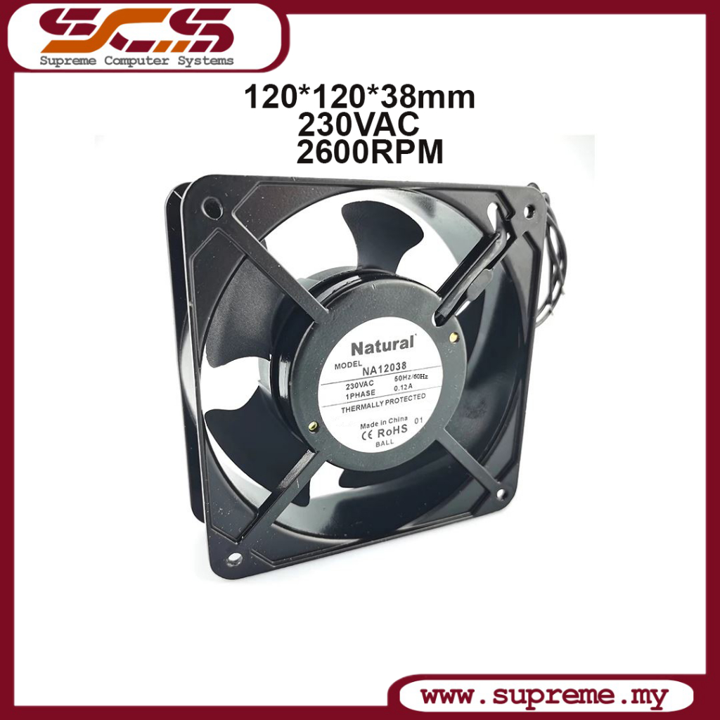 NATURAL 120mm X 120mm X 38mm AC Axial Fan Cooling Fan Ventilation Fan ...
