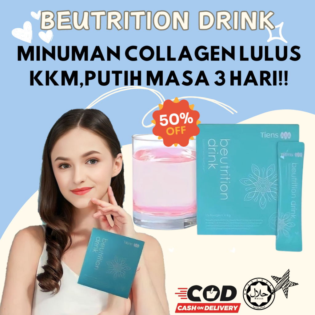 Tiens Beutrition Drink Original Minuman Vitamin Glow Collagen Pemutih ...