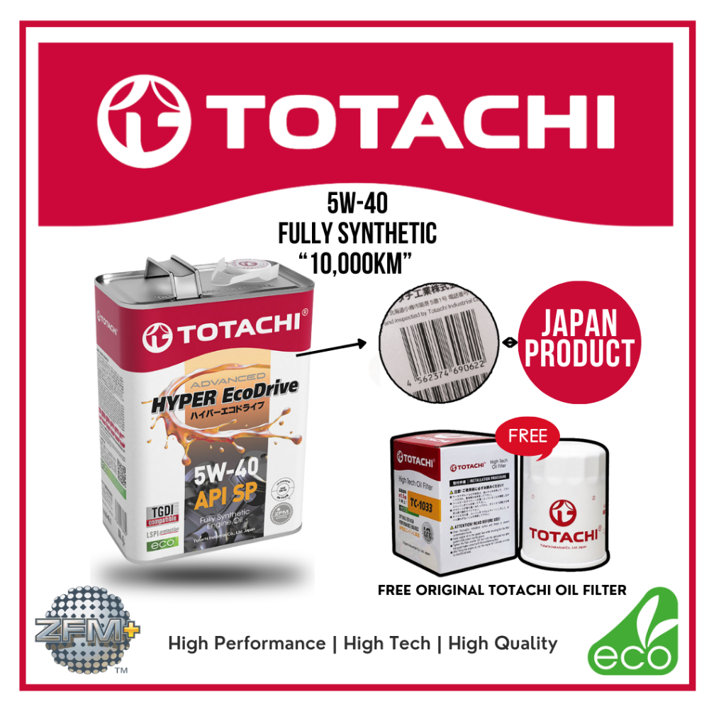 ORIGINAL | TOTACHI JAPAN ENGINE OIL 5w40 HYPER EcoDrive Fully Synthetic ...