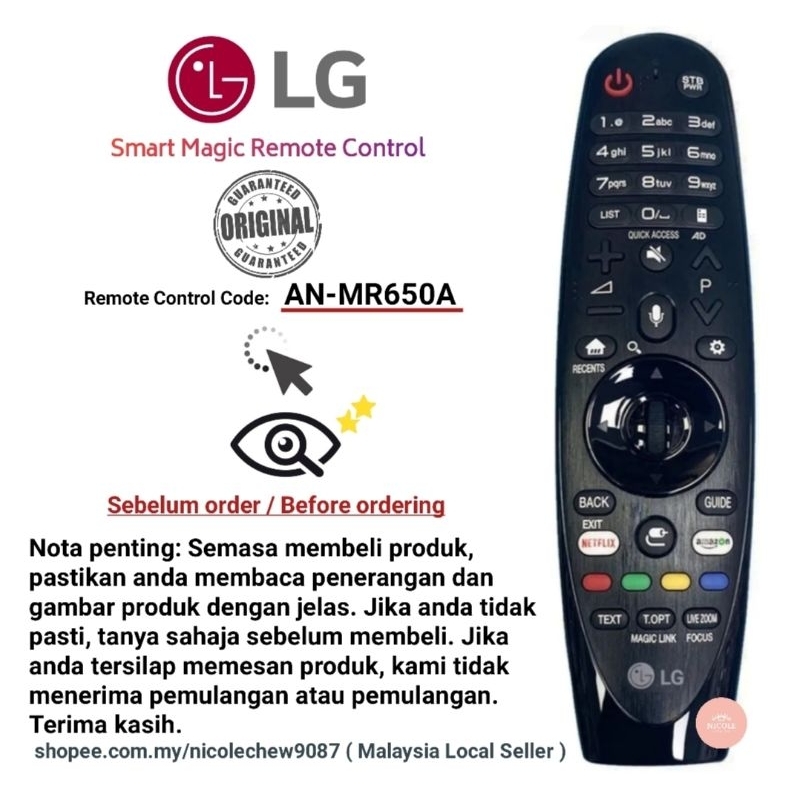 Original LG AN-MR650A Smart Magic Remote Control With Voice & Mouse ...