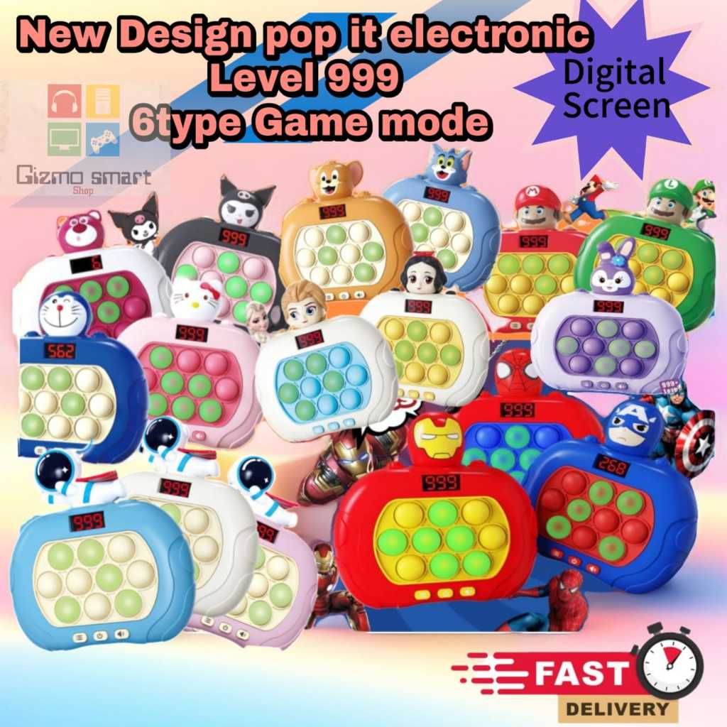 [LED SCREEN] Pop It Toy With Level/Score Display Speed Push Fidget ...