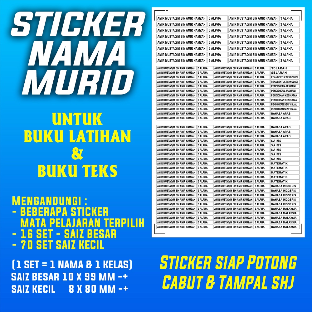 STICKER NAMA MURID | STICKER NAMA BUKU TULIS | Shopee Malaysia