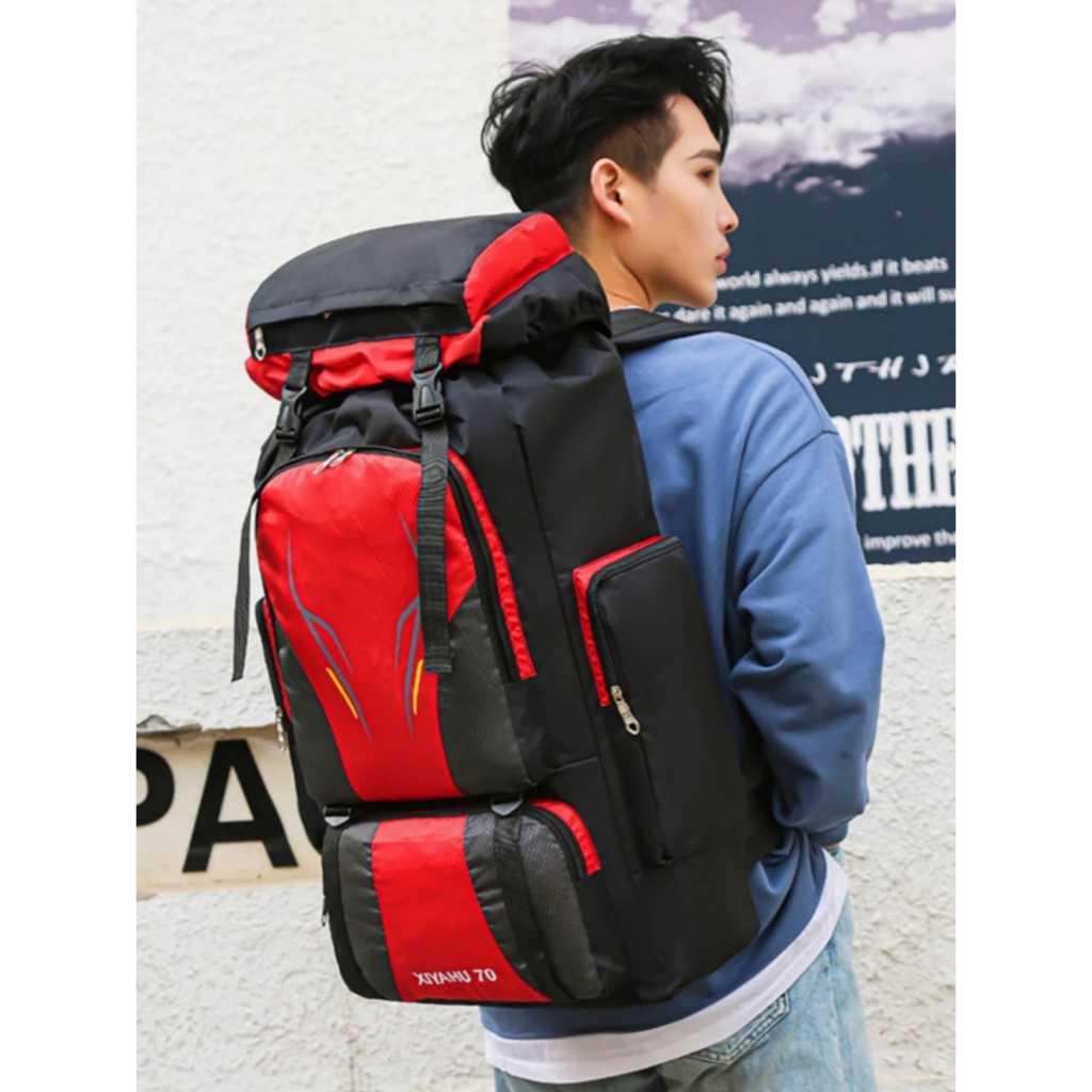 70L Large Capacity Backpack Waterproof Beg Hiking Bag Military Daki ...