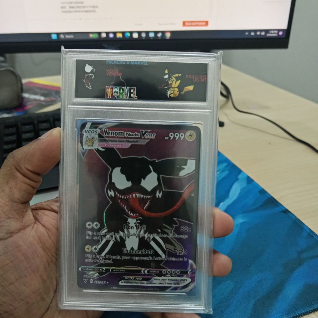 Pokemon X Marvel Venom pikachu Vcos colab slab set full set | Shopee ...