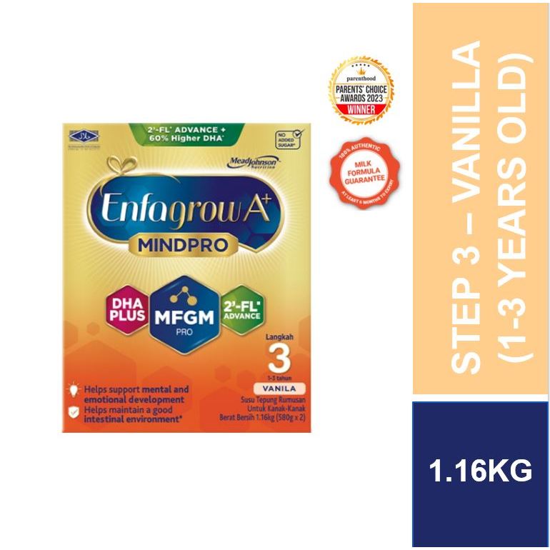 Enfagrow A+ Step 3 - Vanilla Susu Milk Formula Powder (1.16kg) | Shopee ...