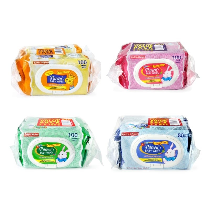 Pureen Baby Wipes Fragrance Free Antibacterial Wipes 2x100 (Orange ...