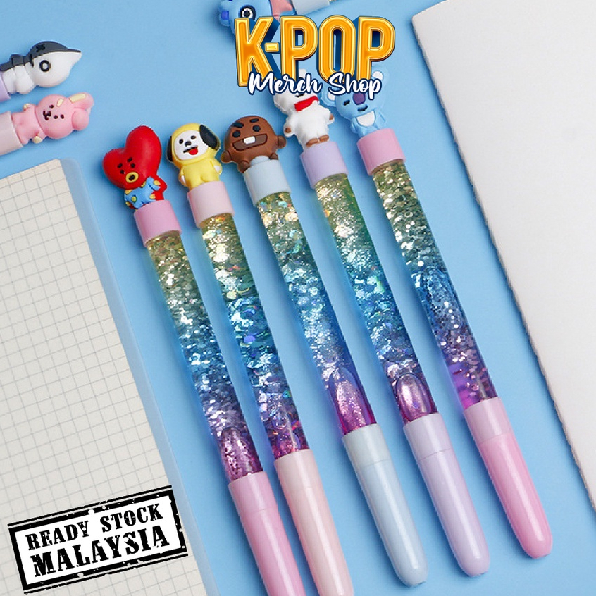 BTS BT21 Tinytan Bangtan OT7 Kpop Merch Pen Ball Point Glitter | Shopee Malaysia