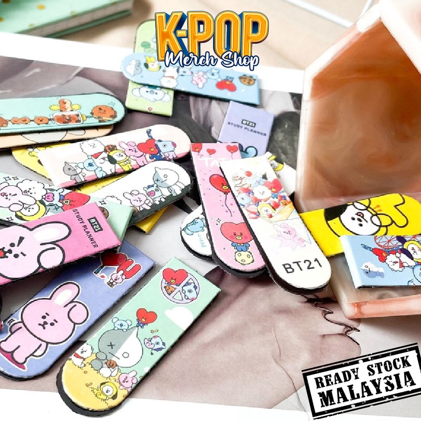 BTS BT21 Tinytan Bangtan OT7 Kpop Merch Magnetic Bookmark Penanda Buku Magnet | Shopee Malaysia