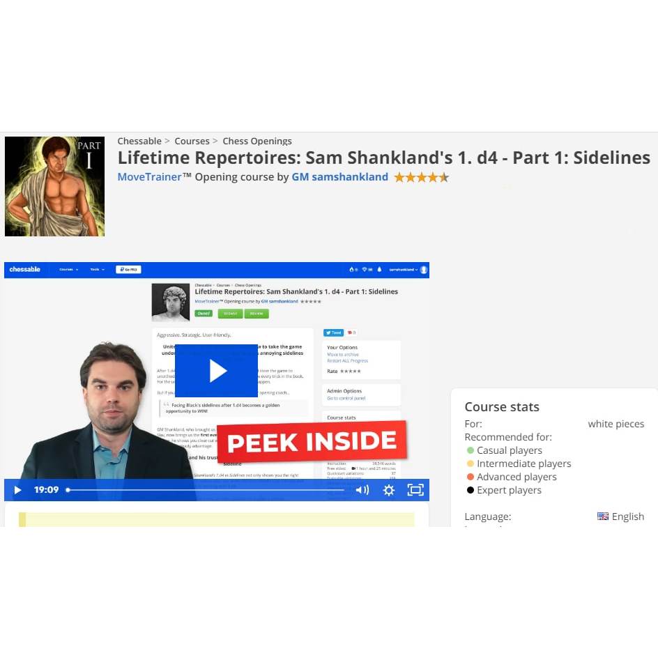 PREMIUM CHESS VIDEO | Lifetime Repertoires Sam Shankland's 1. d4 - Part 1 SIDELINES by GM Sam ...
