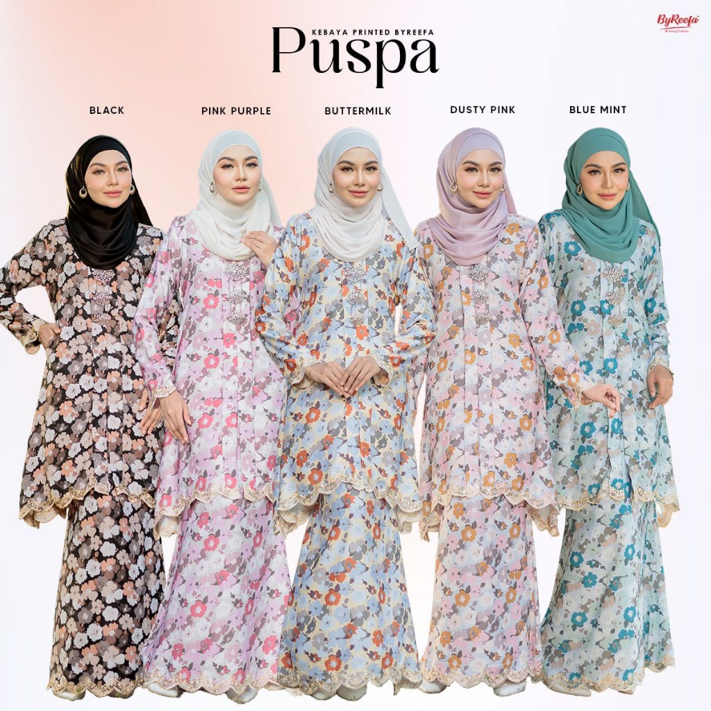 [Raya 2024] Kebaya PUSPA ByReefa Collection | Kebaya Printed | Shopee ...