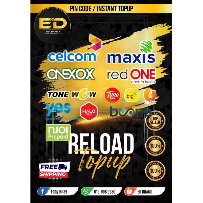 ⭐️SUPER FAST⭐️INSTANT TOPUP‼️FREE SHIPPING‼️ALL TELCO PREPAID HAVE MURAH‼️RM10‼️RM20‼️RM30‼️RM40 ...
