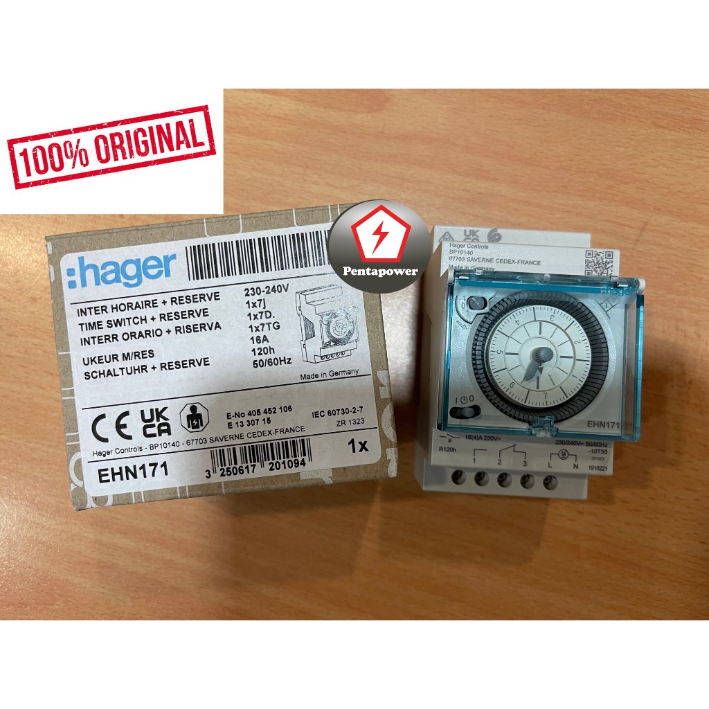HAGER EHN171 HAGER 3 MOD 7 DAYS TIME SWITCH W/POWER RESERVE | Shopee ...