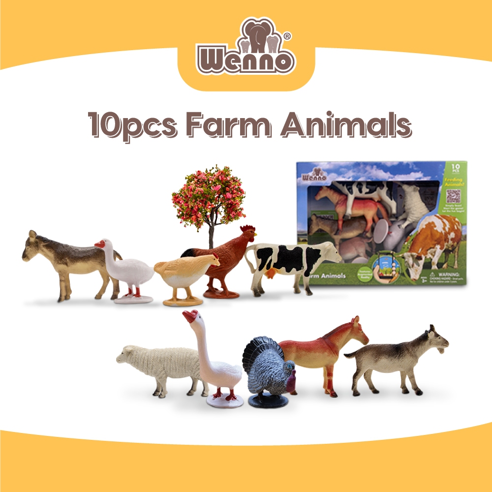 Wenno 10pcs Farm Animals in window box Educational Realistic Plastic ...