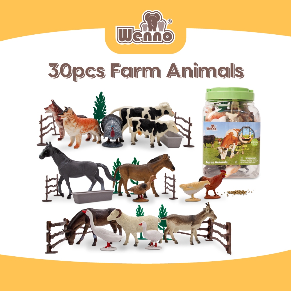 Wenno 30pcs Farm Animals playset in bucket Educational Animal Toy Set ...