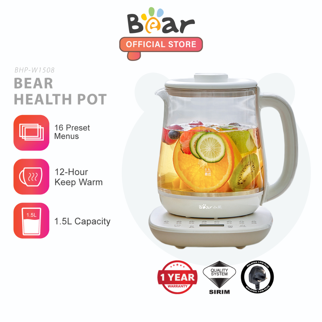 Periuk Kesihatan Bear Elektrik 800W (1.5L) BHP-W1508 | Shopee Malaysia