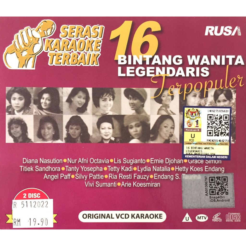 16 Bintang Wanita Legendaris Terpopuler ( CD+MTV KARAOKE VCD) | Shopee Malaysia