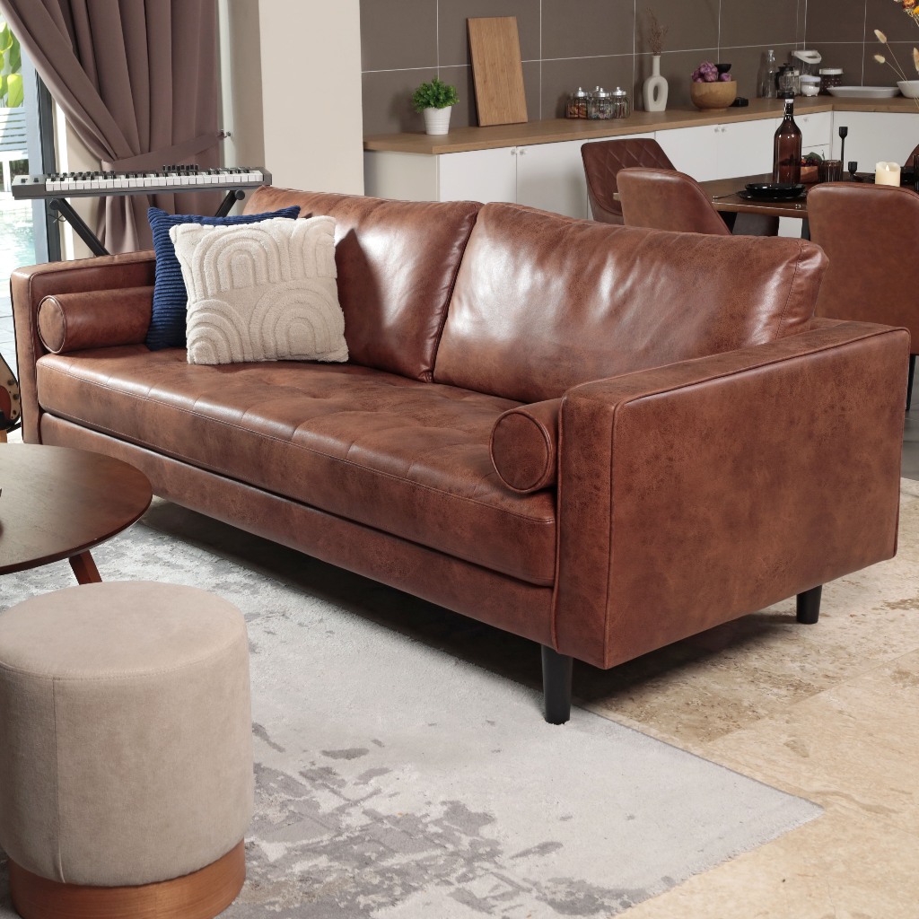 Kerusi Sofa 3 Seater Kulit NILS Faux Leather Sofa Chair Modern Minimal ...
