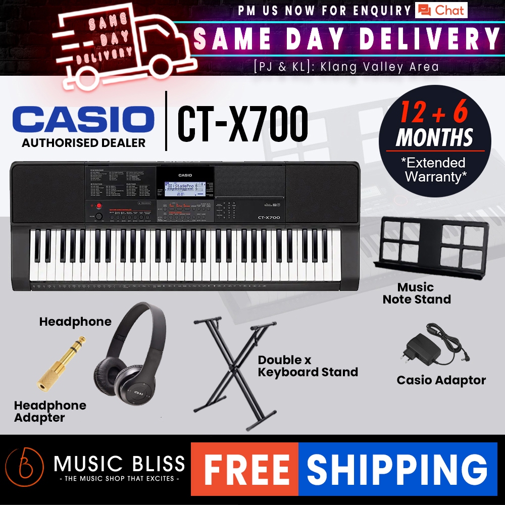 Casio CT-X700 61-Keys Portable Keyboard with FREE Keyboard Stand and ...