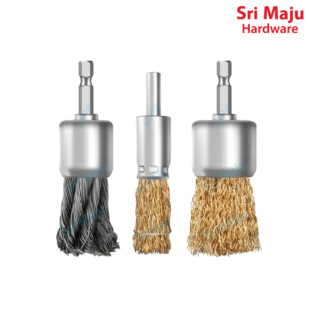 MAJU 6mm Shank Wire Brush Wheel Kit Burr Grinding Head Rotary Tool Hand ...