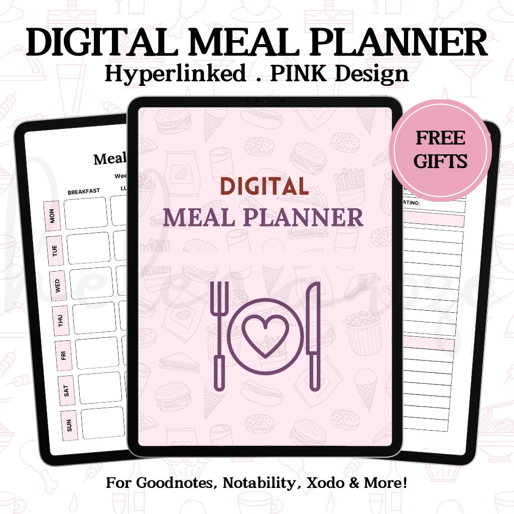 Digital Meal Planner Hyperlinked, Digital Planner, Planners, Meal ...