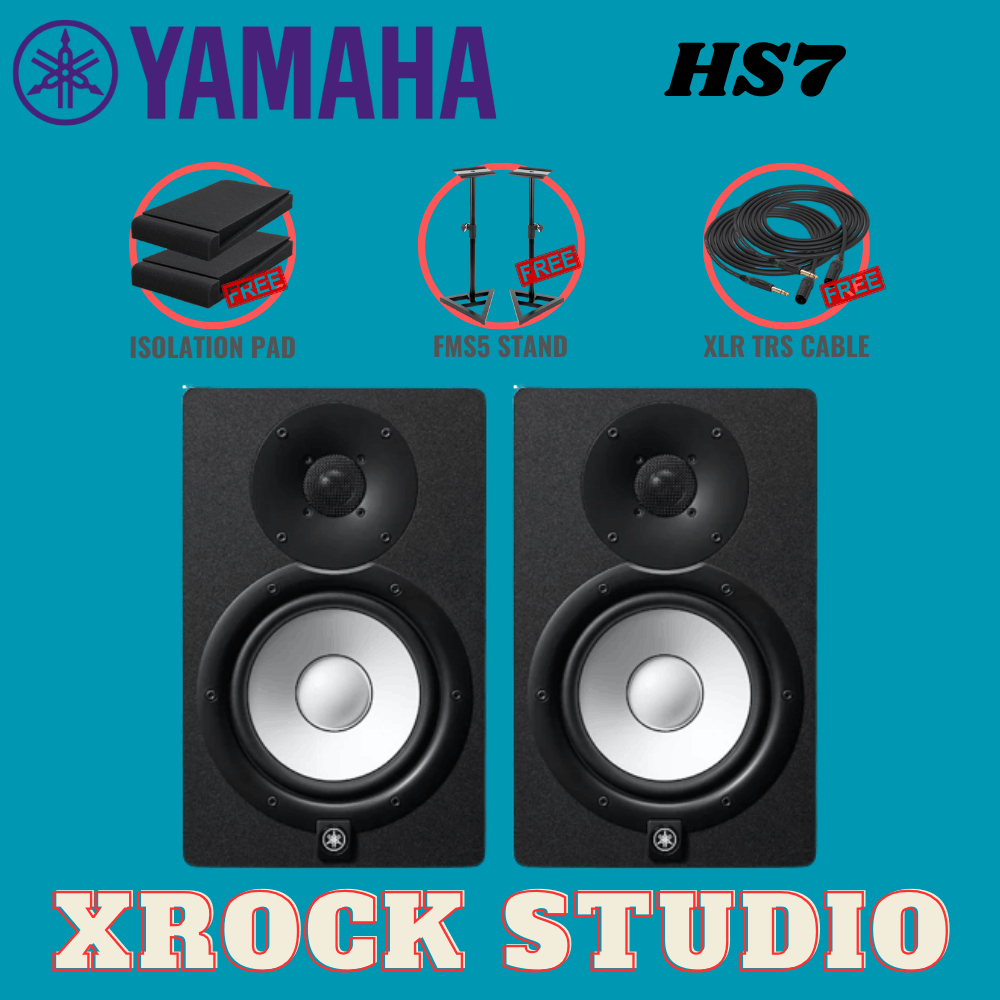 Yamaha HS7 6.5 inch Powered Studio Monitor With Speaker Stand And Cable ...