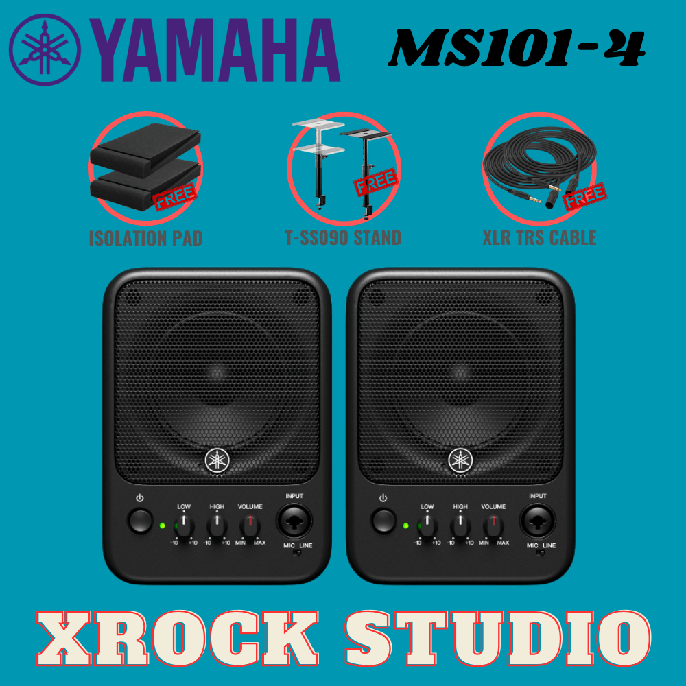 Yamaha MS101-4 Desktop Powered Studio Monitor With Monitor Speaker Stand And Cable - Each / Pair ...