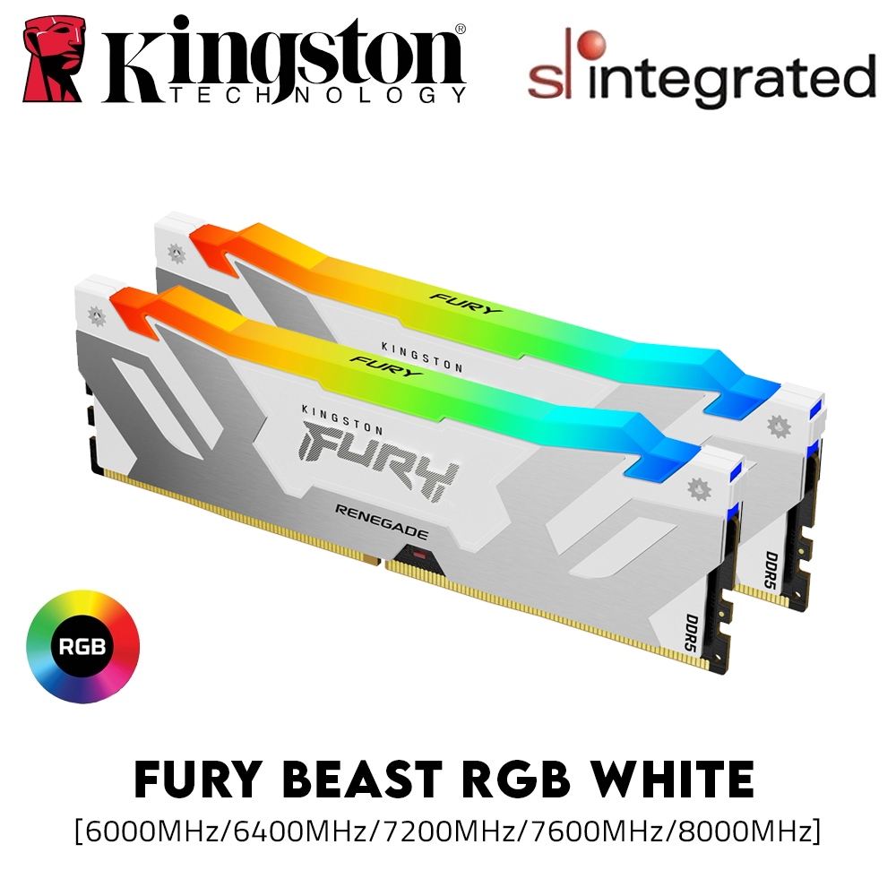 Kingston FURY Renegade DDR5 RGB Memory [White] - 6000MHz / 6400MHz / 7200MHz / 7600MHz / 8000MHz ...