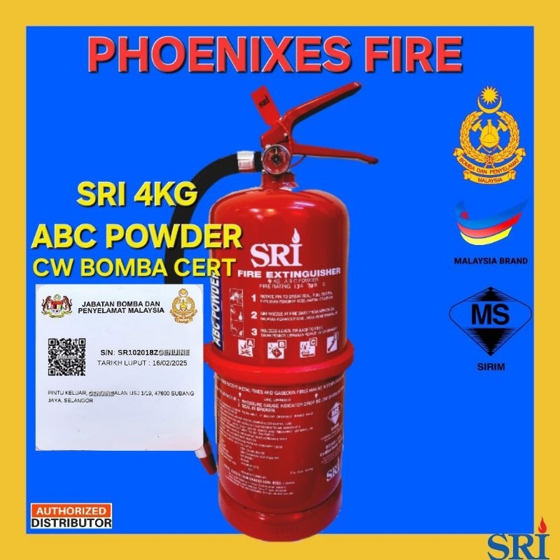 SRI 4KG ABC POWDER FIRE EXTINGUISHER CW BOMBA CERTIFICATE | Shopee Malaysia