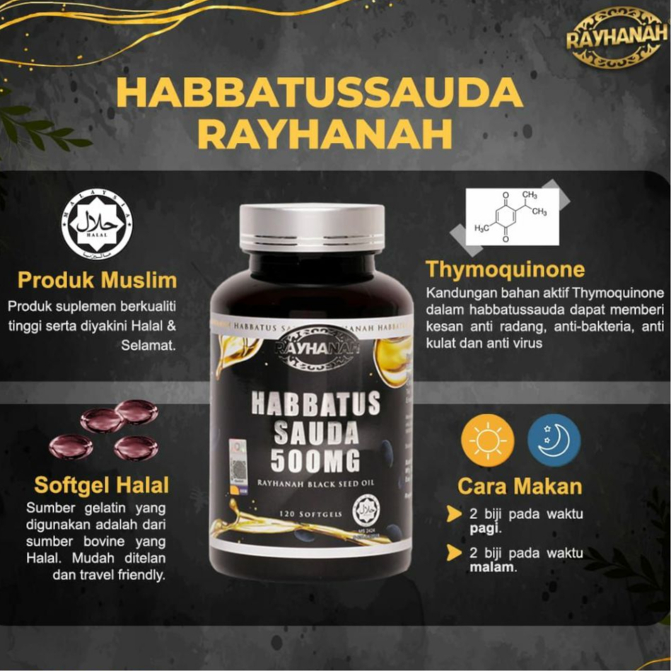 Best Quality Rayhanah Habbatussauda 120 Softgel (Black Seed Oil ...