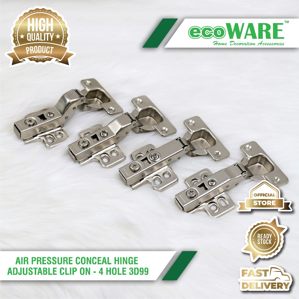 ecoWARE Air Pressure Conceal Hinge 3 Way Adjustable Clip On - 4 Hole ...