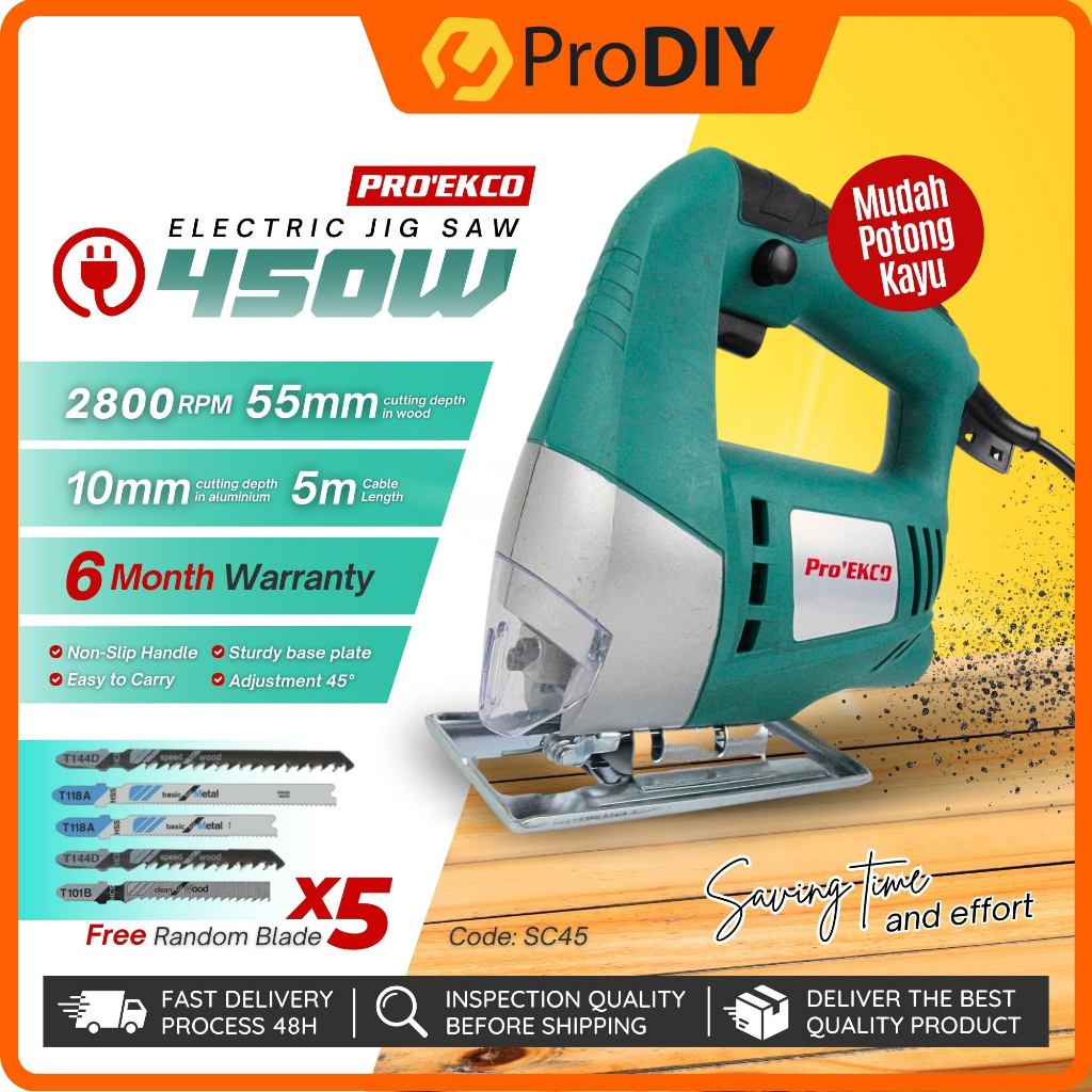 PRO'EKCO SC45 Electric Jig Saw machine 450W Cutter Machine Bevel Cut 0 ...
