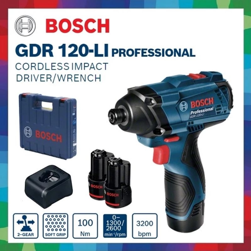 BOSCH GDR 120-LI CORDLESS IMPACT DRIVER / WRENCH [12V 1.5AH] | Shopee ...